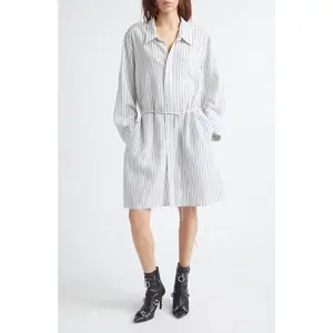R13 Stripe Drop Neck Shirtdress - Blue Multi Stripe