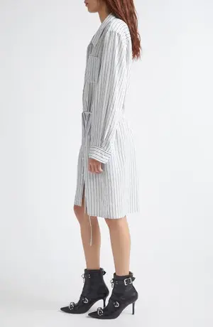 R13 Stripe Drop Neck Shirtdress
