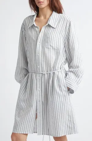 R13 Stripe Drop Neck Shirtdress