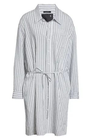 R13 Stripe Drop Neck Shirtdress