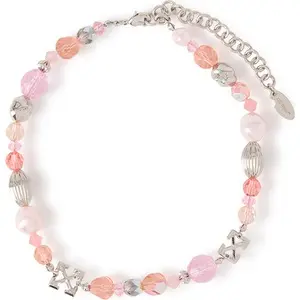 Off-White Arrow Charm Mixed Bead Choker In Pink