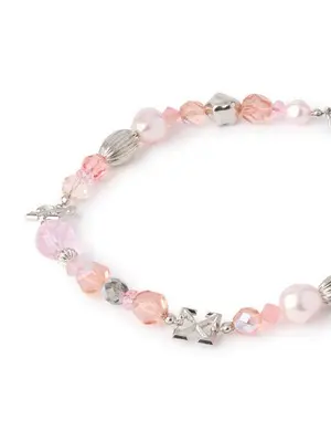 Off-White Arrow Charm Mixed Bead Choker In Pink