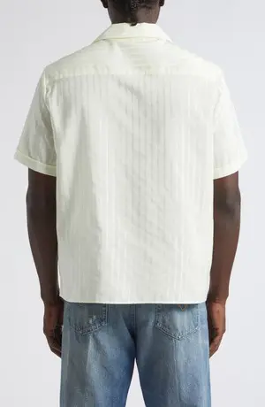 Versace Micro Greca Cotton & Silk Short Sleeve Button-up Shirt