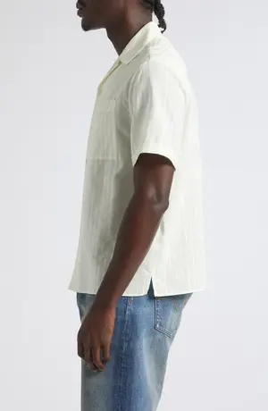 Versace Micro Greca Cotton & Silk Short Sleeve Button-up Shirt
