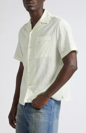 Versace Micro Greca Cotton & Silk Short Sleeve Button-up Shirt