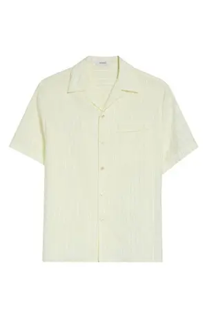 Versace Micro Greca Cotton & Silk Short Sleeve Button-up Shirt