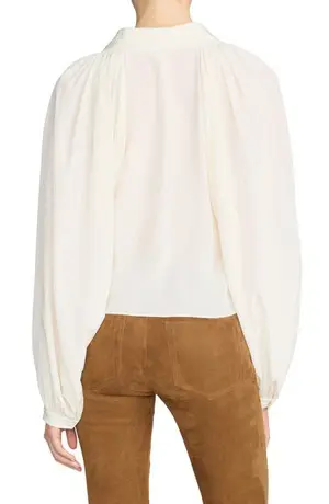 FRAME Gala Silk Shirt With Balloon Sleeves