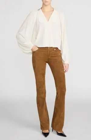 FRAME Gala Silk Shirt With Balloon Sleeves