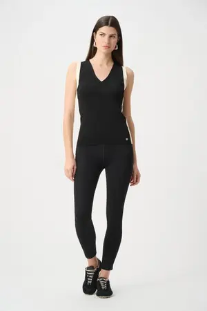 Joseph Ribkoff Dry Viscose V-neck Fitted Cami With Contrasting Side Stripes