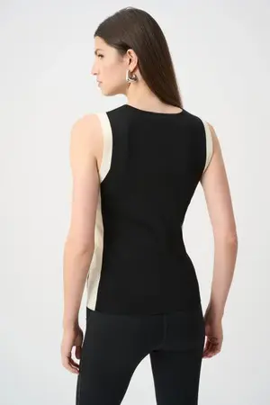Joseph Ribkoff Dry Viscose V-neck Fitted Cami With Contrasting Side Stripes