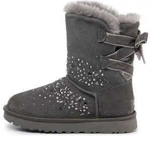 UGG Embellished Bow Detail Boots - Grey