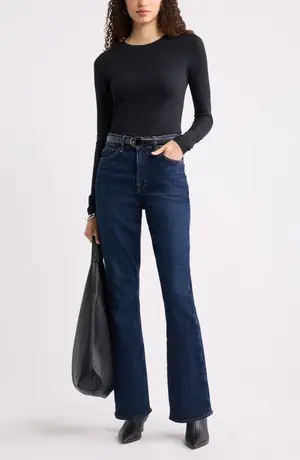Nordstrom Pima Cotton & Tencel Modal Long Sleeve T-shirt - Black