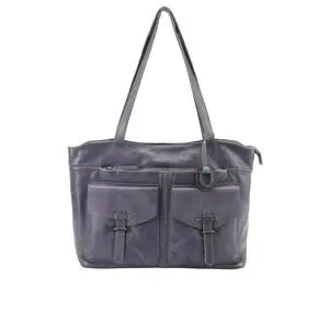 LLOYD BAKER Violetta Washed Leather Shopper Shoulder Bag - Grey