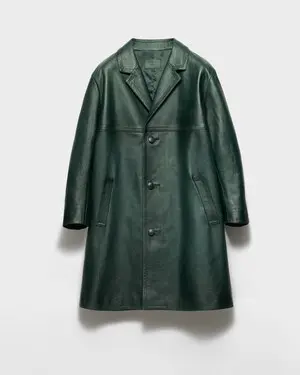 Prada Leather Coat - Emerald Green