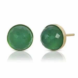 HEATHER HAWKINS Gold-filled Faceted Gemstone Stud Earrings - Green