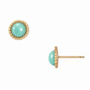 HEATHER HAWKINS 6mm Turquoise Gemstone Stud Earrings In Gold-filled - Blue
