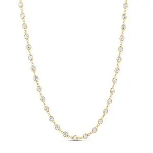 SHYMI 14k Plated Sterling Silver Cubic Zirconia Station Necklace - Gold