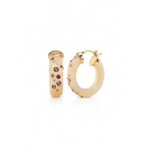 GOLD & HONEY Small Oval Confetti Hoop Earrings In Champagne - Gold