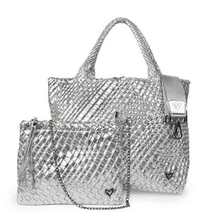 PRENELOVE London Large Woven Totes - Silver