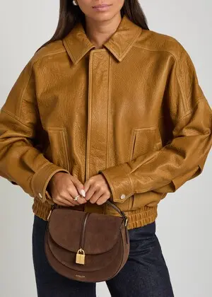 DEMELLIER Siena Leather And Suede Saddle Bag - Dark Brown