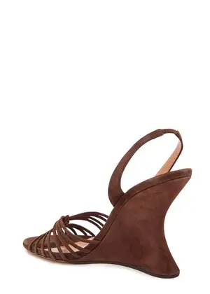 AQUAZZURA Serenity 95 Suede Wedge Sandals - Brown