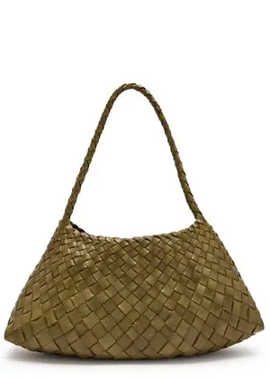 Dragon Diffusion Rosanna Woven Leather Shoulder Bag - Khaki