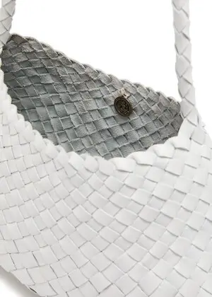 Dragon Diffusion Rosanna Woven Leather Shoulder Bag - White