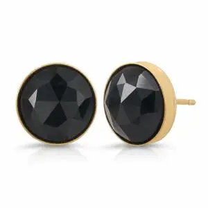 HEATHER HAWKINS Rose Cut Onyx Stud Earrings - Black