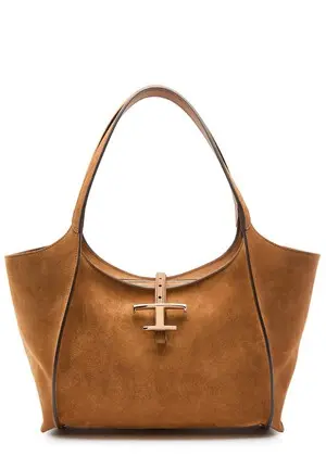 TOD'S T-plaque Suede Tote