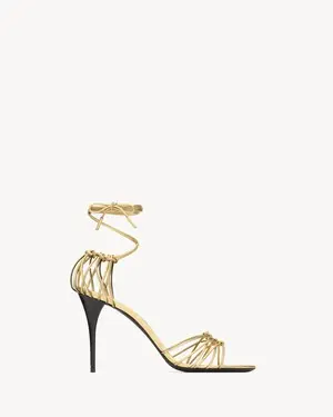 Saint Laurent Babylone Sandals In Metallic Leather