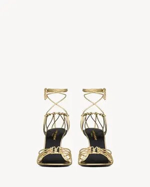 Saint Laurent Babylone Sandals In Metallic Leather