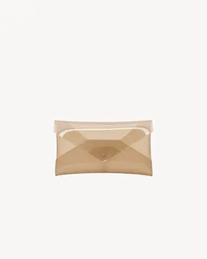 Saint Laurent Letter Small Pouch In Vinyl - Beige