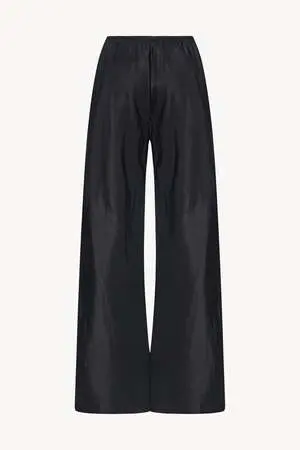 THE ROW Gala Pant Wide Leg Wool Twill Trousers - Black