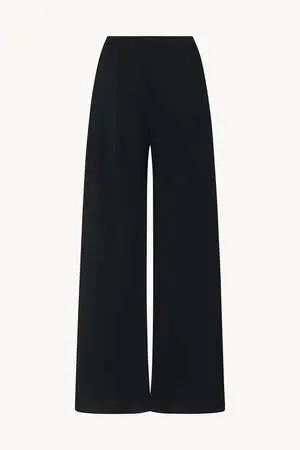 THE ROW Gala Pant Wide Leg Wool Twill Trousers - Black