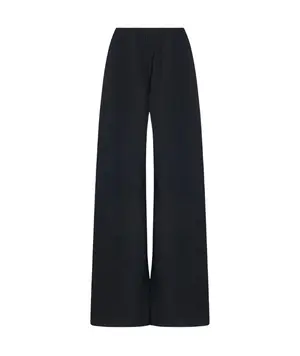 THE ROW Gala Pant Wide Leg Wool Twill Trousers - Black