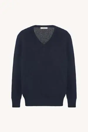 THE ROW Pihla V-neck Baby Cashmere Sweater - Dark Navy