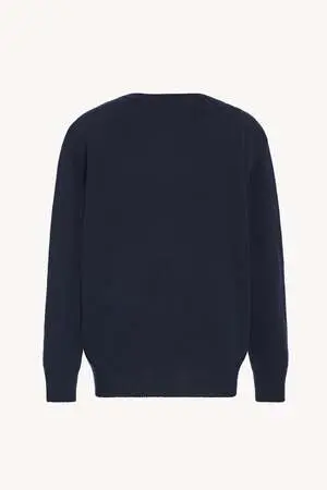 THE ROW Pihla V-neck Baby Cashmere Sweater - Dark Navy