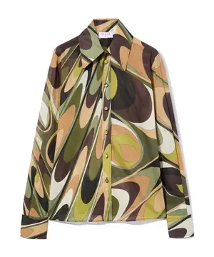 Emilio Pucci Onde Printed Button-up Shirt - Khaki