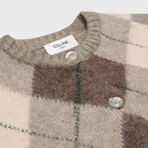 Celine Cardigan In Argyle Alpaca Wool