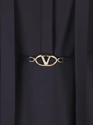 Valentino Garavani Long Sleeved Dress With Logo Plaque