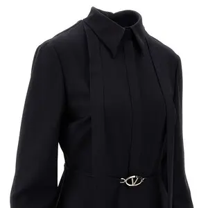 Valentino Garavani Long Sleeved Dress With Logo Plaque