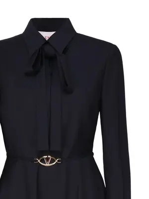Valentino Garavani Long Sleeved Dress With Logo Plaque