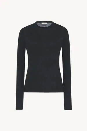 THE ROW The Row Inverness Long Sleeve Crewneck T-Shirt Black