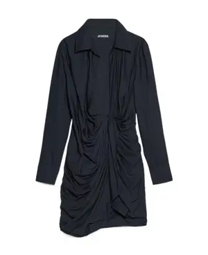 Jacquemus Bahia Ruched Long-sleeve Dress - Blue