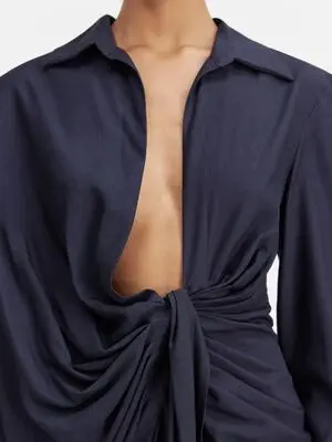 Jacquemus Bahia Ruched Long-sleeve Dress - Blue