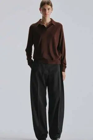 THE ROW Pauli Top Long Sleeve Wool Silk Jersey - Plum