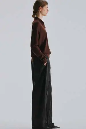 THE ROW Pauli Top Long Sleeve Wool Silk Jersey - Plum