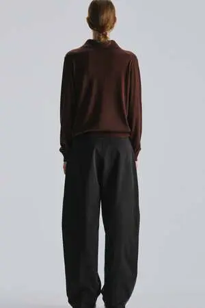 THE ROW Pauli Top Long Sleeve Wool Silk Jersey - Plum