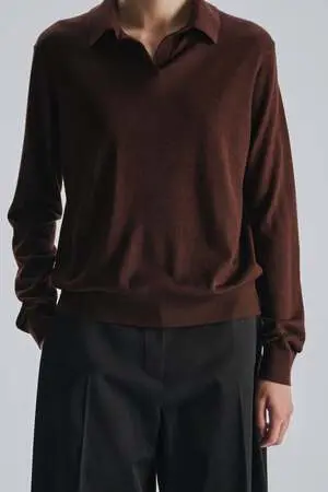 THE ROW Pauli Top Long Sleeve Wool Silk Jersey - Plum