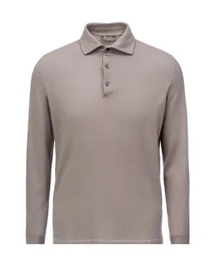 Loro Piana Long-sleeved Polo Shirt - Dark Gray